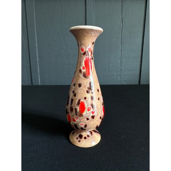 Vintage | Accents | Vintage 976 Pottery Vase Lava Red Tan Ceramic Drip ...
